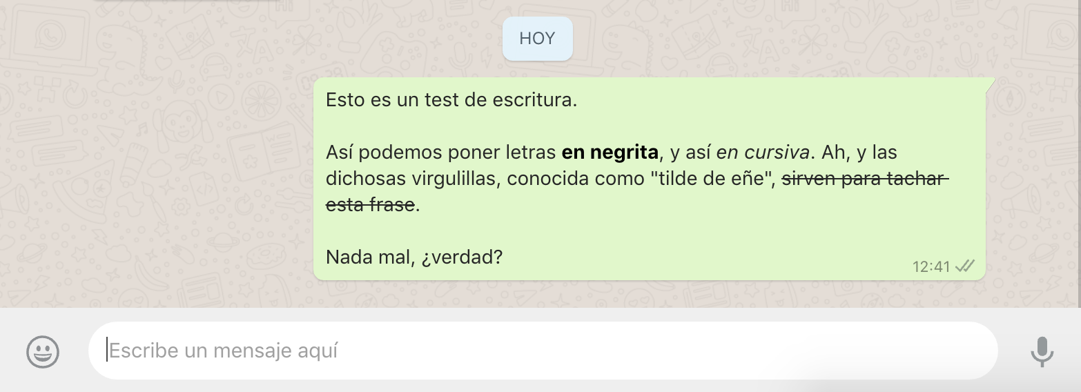 Cómo poner negrita en WhatsApp y otros formatos: cursivas, tachados...